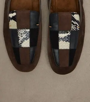 Khaite Zoe Patchwork Suede And Leather Slip-on Shoes - Brown