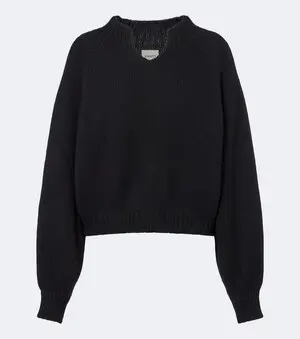 Khaite Cropped Cashmere Sweater - Black