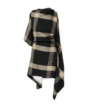 Loewe Caped Checked Minidress - Black