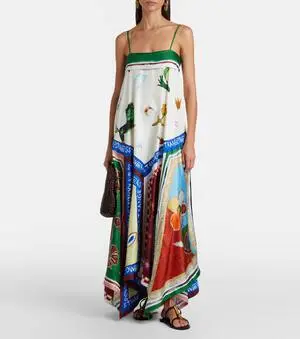 ALEMAIS Alémais X Mlak Tangible Love Printed Silk Midi Dress