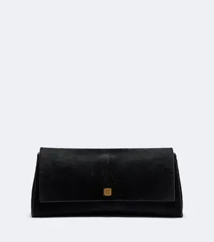 Khaite Audrey Medium Calf Hair Clutch - Black