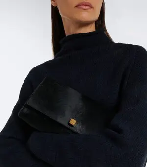 Khaite Audrey Medium Calf Hair Clutch - Black
