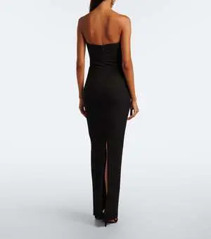 Roland Mouret Floral-appliqué Crêpe Bustier Gown