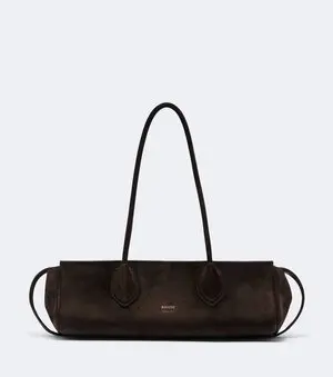 Khaite Donna Medium Suede Shoulder Bag Brown