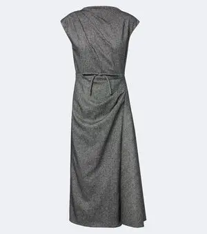 Erdem Bow-detail Herringbone Draped Midi Dress
