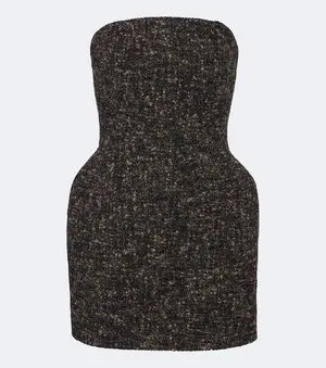Magda Butrym Bouclé Wool And Cashmere-blend Bustier Dress - Brown