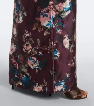 Erdem Draped Floral Satin Gown