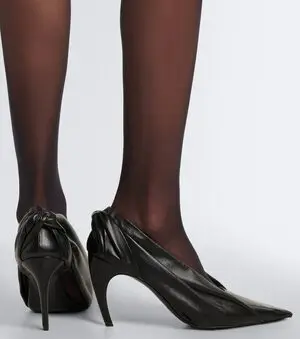 Khaite Eve Draped Leather Pumps - Black