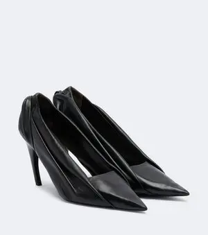 Khaite Eve Draped Leather Pumps - Black