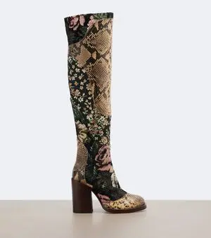 Dries Van Noten Patchwork Leather Over-the-knee Boots