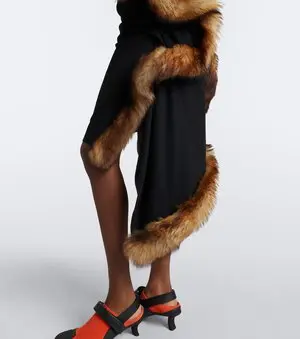 Loewe Shearling-trimmed Midi Dress