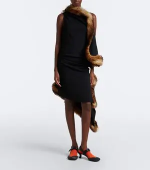 Loewe Shearling-trimmed Midi Dress