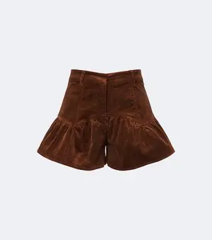 GANNI Ruffled Cotton-blend Corduroy Shorts