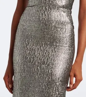 Roland Mouret Pleated Lamé Jacquard Bustier Gown
