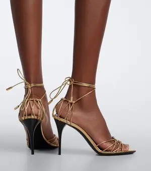Saint Laurent Babylone Metallic Leather Sandals
