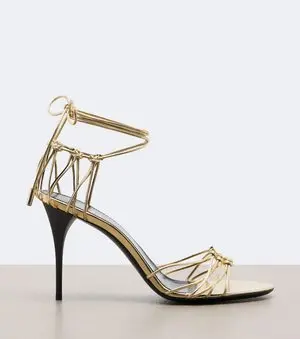 Saint Laurent Babylone Metallic Leather Sandals