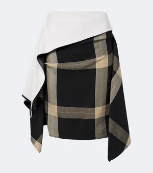 Loewe Asymmetric Checked Midi Skirt - Black