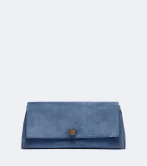 Khaite Audrey Medium Suede Clutch - Blue