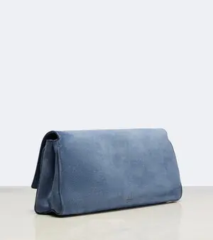 Khaite Audrey Medium Suede Clutch - Blue