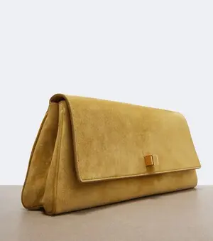 Khaite Audrey Medium Suede Clutch - Yellow