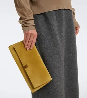 Khaite Audrey Medium Suede Clutch - Yellow