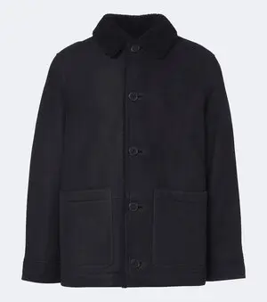 YVES SALOMON Shearling-lined Leather Jacket - Blue