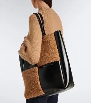 Khaite Zoe Medium Shearling Paneled Tote Bag