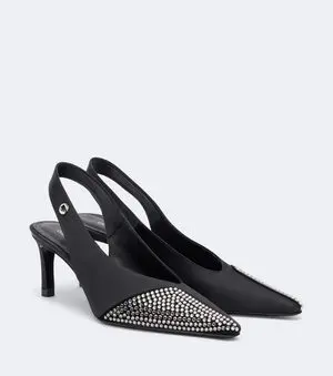 Coperni Crystal-embellished Satin Slingback Pumps - Black