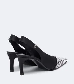 Coperni Crystal-embellished Satin Slingback Pumps
