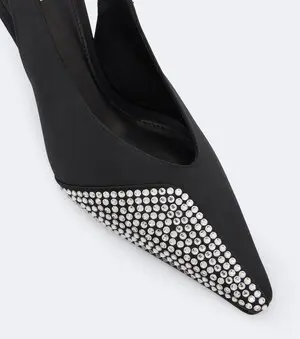 Coperni Crystal-embellished Satin Slingback Pumps