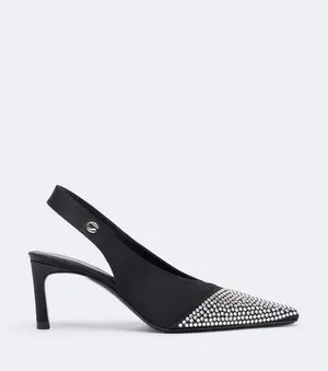 Coperni Crystal-embellished Satin Slingback Pumps