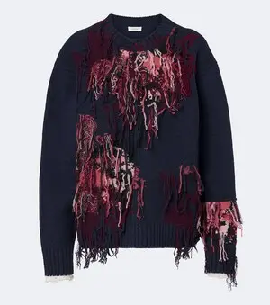 Erdem Fringed Intarsia Wool Sweater