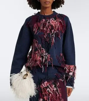 Erdem Fringed Intarsia Wool Sweater