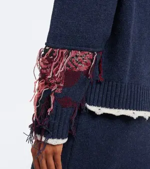 Erdem Fringed Intarsia Wool Sweater