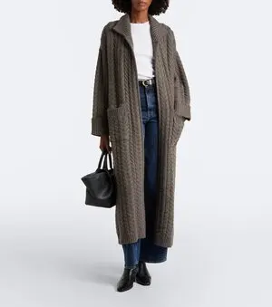 Arch4 Bond Street Cable-knit Cashmere Long Cardigan - Brown