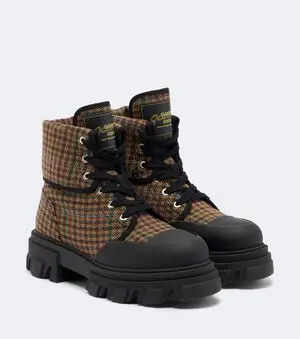GANNI Checked Combat Boots - Multicoloured