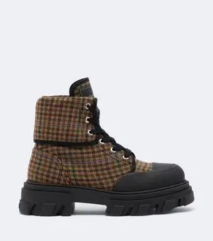 GANNI Checked Combat Boots