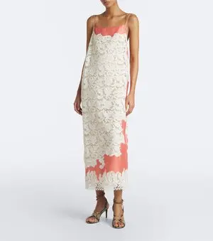 Khaite Nevis Lace-trimmed Voile Slip Dress
