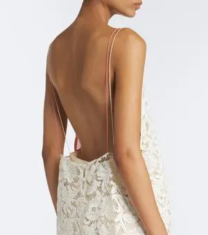 Khaite Nevis Lace-trimmed Voile Slip Dress