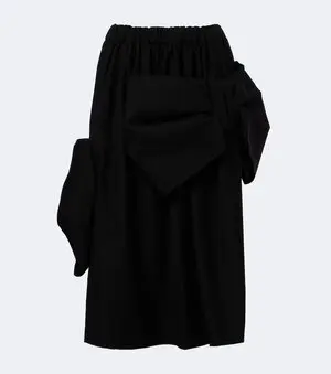 Noir Kei Ninomiya Bow-detail Wool And Mohair Midi Skirt - Black