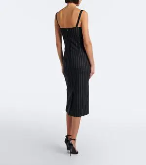 Dolce & Gabbana Pinstriped Wool And Silk Bustier Dress