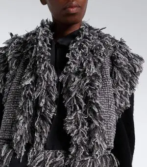 Sacai Fringed Wool-blend Tweed Vest
