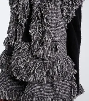 Sacai Fringed Wool-blend Tweed Vest