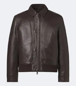 YVES SALOMON Leather Blouson Jacket - Brown