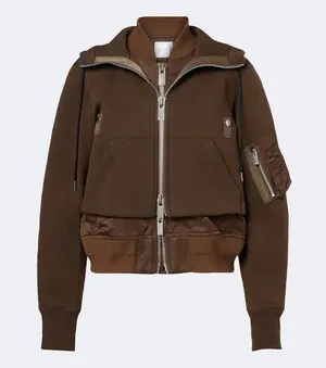 Sacai Layered Cotton-blend Zip-up Hoodie