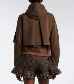 Sacai Layered Cotton-blend Zip-up Hoodie