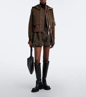 Sacai Layered Cotton-blend Zip-up Hoodie