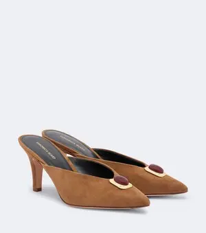 Veronica Beard Rochelle Embellished Suede Mules