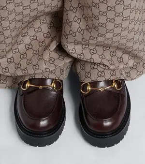 Gucci Rhody Shearling-lined Leather Platform Mules