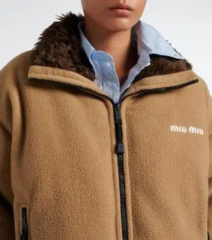 Miu Miu Logo Fleece Down Jacket